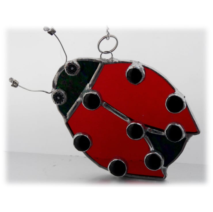 Ladybird Suncatcher Stained Glass Handmade Lady... - Folksy