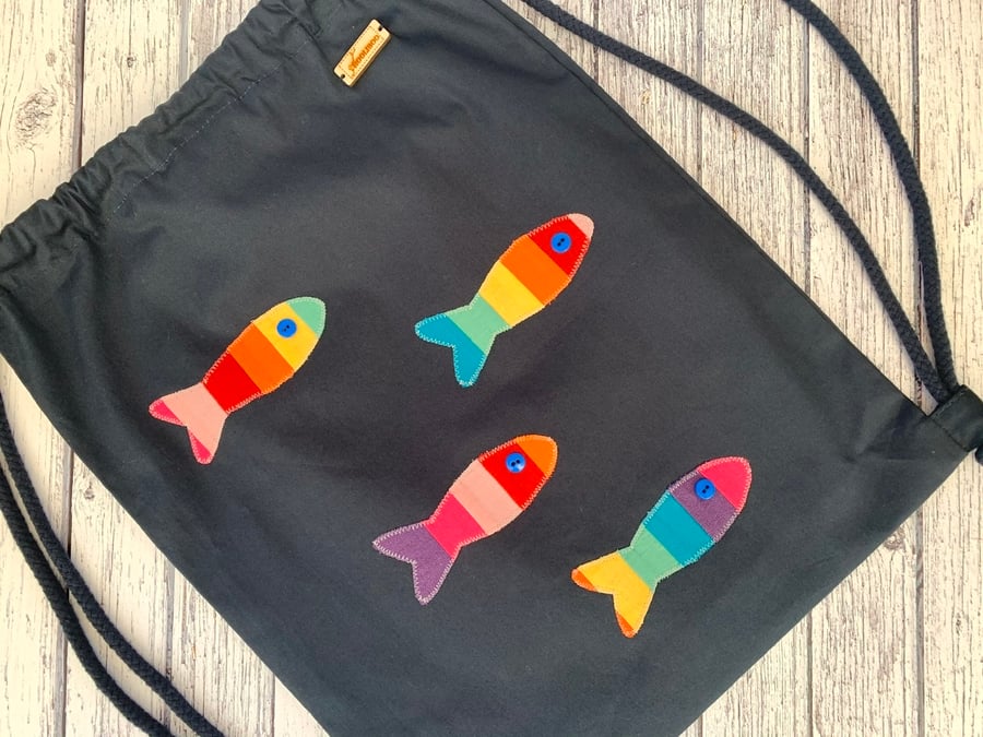 Rainbow Fish Drawstring Rucksack - Folksy