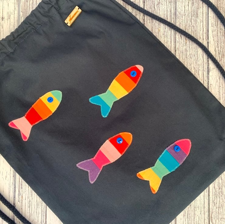 Rainbow Fish Drawstring Rucksack - Folksy
