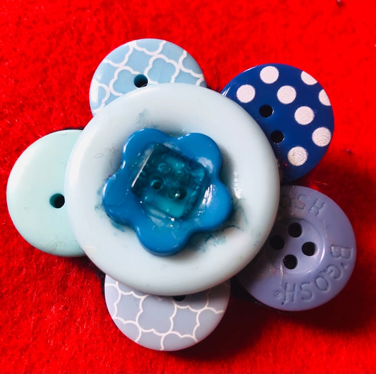 Handmade flower button brooch - Folksy