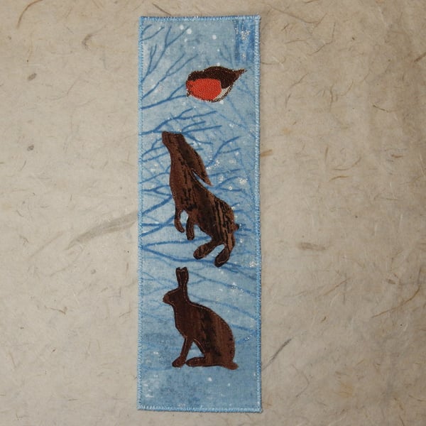 Bookmark hares and robin - Folksy