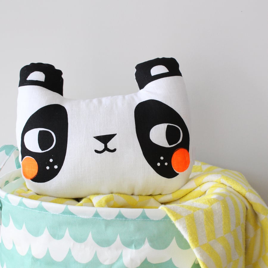 Screen printed panda cushion - Folksy
