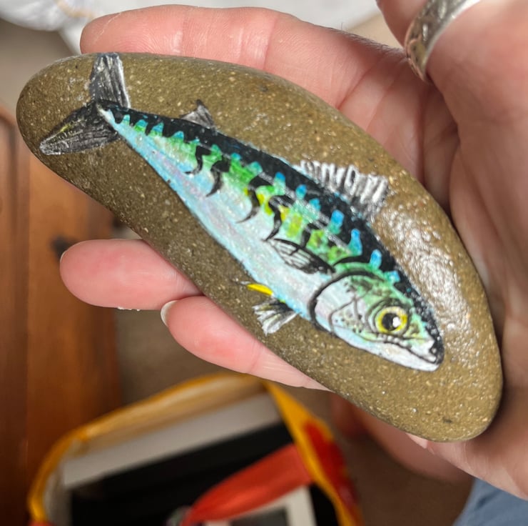 Mackerel hand painted and varnished paper weigh... - Folksy