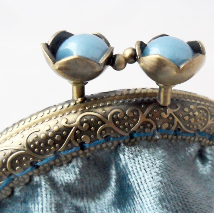 Aqua velvet coin purse - Folksy