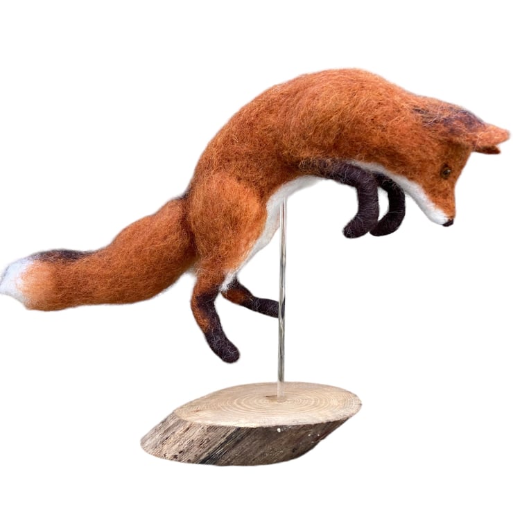 Leaping Fox model, needle felted woollen sculpt... - Folksy