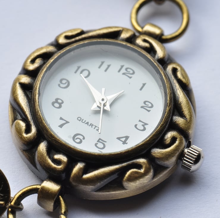 Handmade Beaded Watch with Cream Sari Ribbon &a... - Folksy