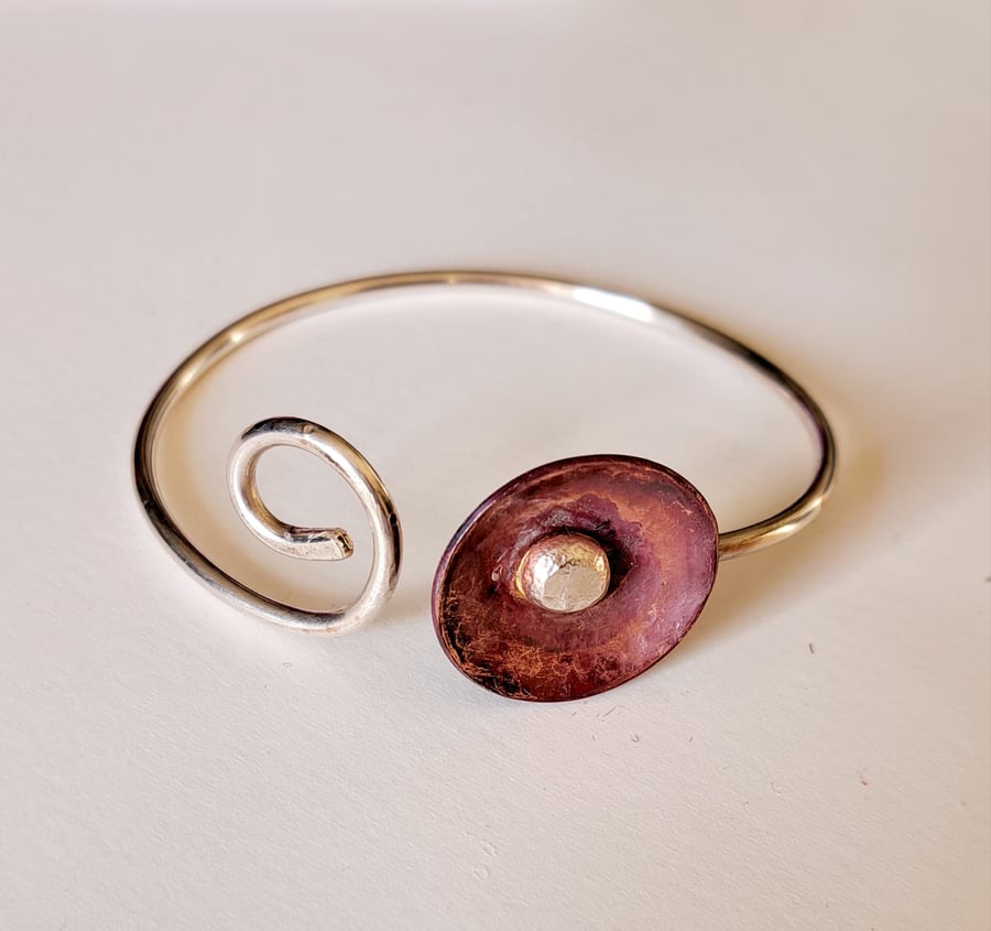 Solid Silver Disc Bangle - Folksy