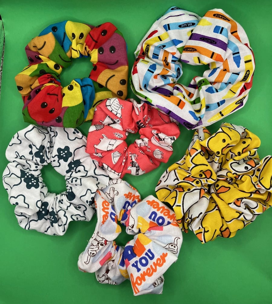 Six Hair Scrunchies Cartoon Designs - Folksy