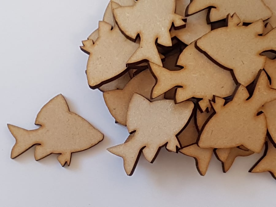 MDF Fish A 4cm - 25 x Laser cut wooden shape - Folksy