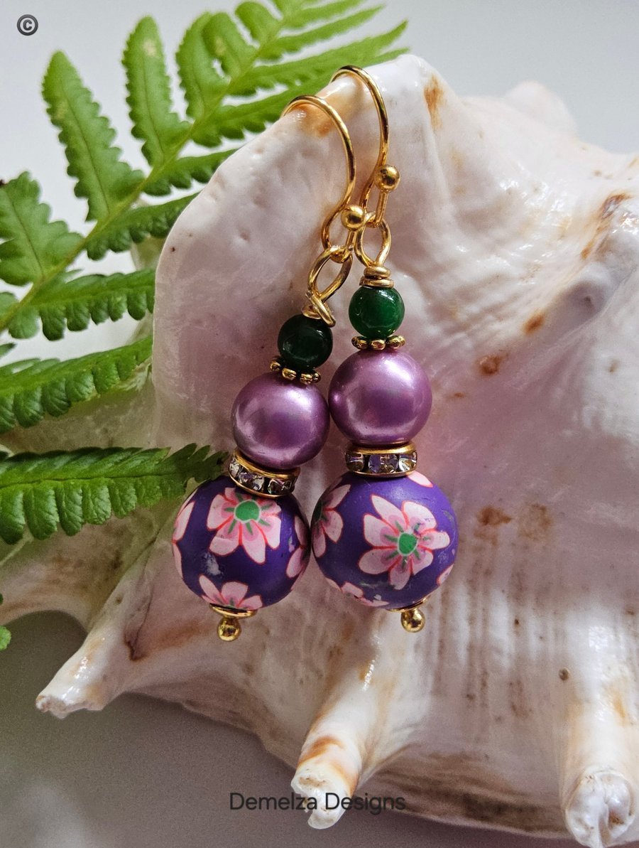 Pretty Polymer Clay, Quartzite & Shell Pear... - Folksy