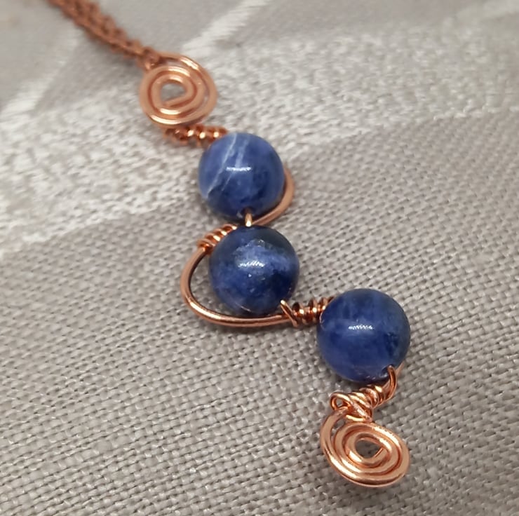 Sodalite and Copper Loop Pendant - Folksy