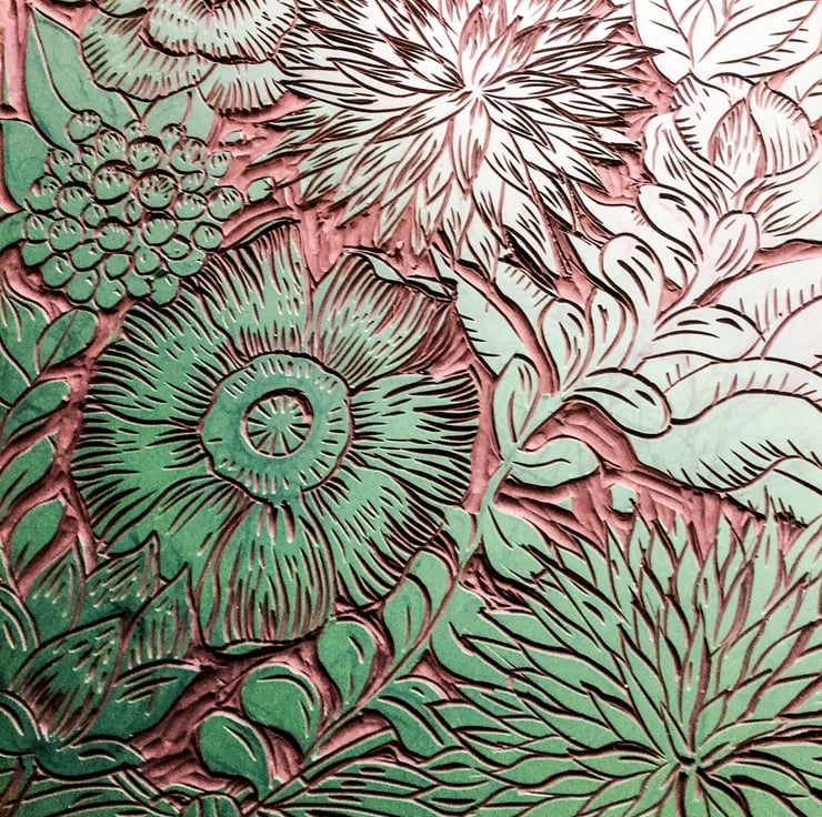 Botanical moth Original Lino print green - Folksy