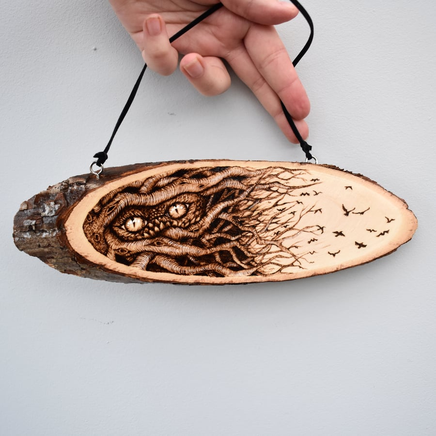 Dark and light. Pyrography hanging plaque. Eyes... - Folksy