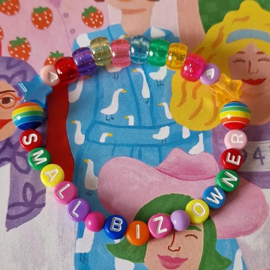 Small Biz Owner Rainbow beaded Bracelet. - Folksy