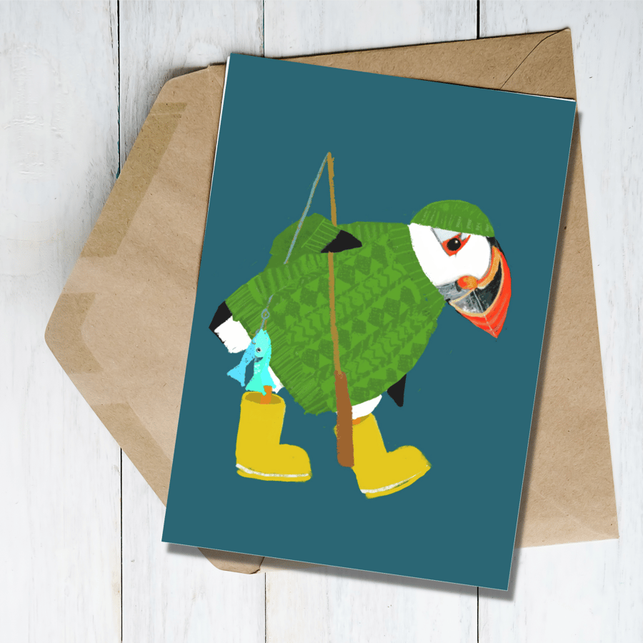 Puffin cards Puffins in fishing jumpers - Folksy