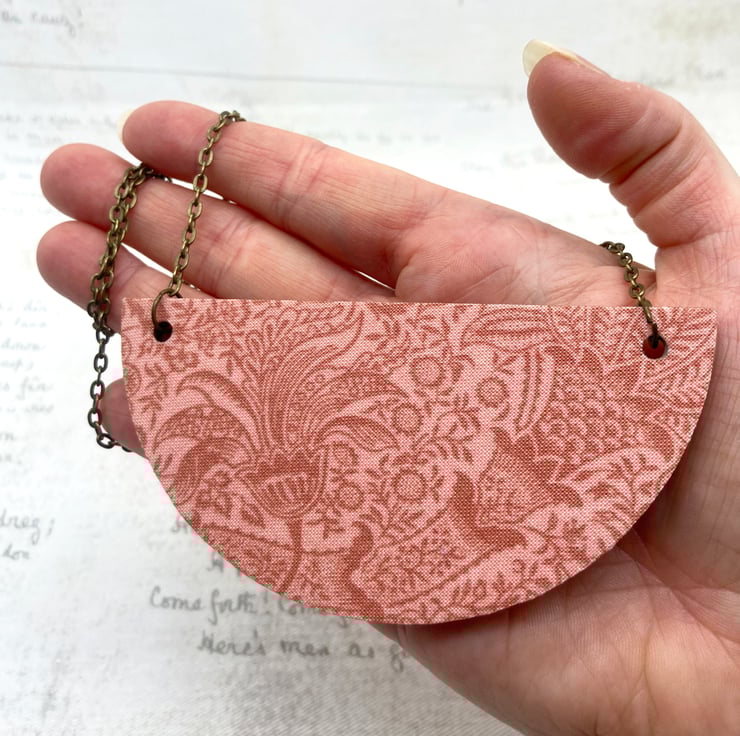 Pink Indian pattern statement semi-circular nec... - Folksy