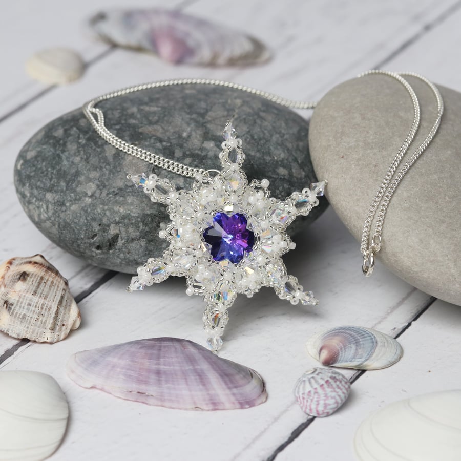 Sparkling Snowflake Pendant - Folksy
