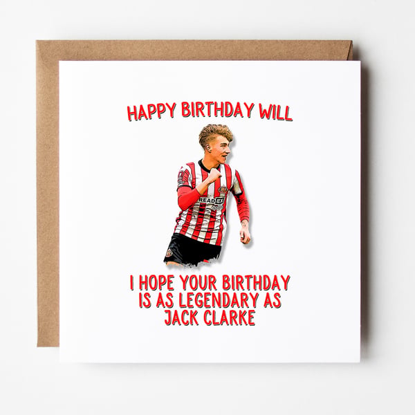 Jack Clarke, Sunderland Birthday Card, Sunderla... - Folksy