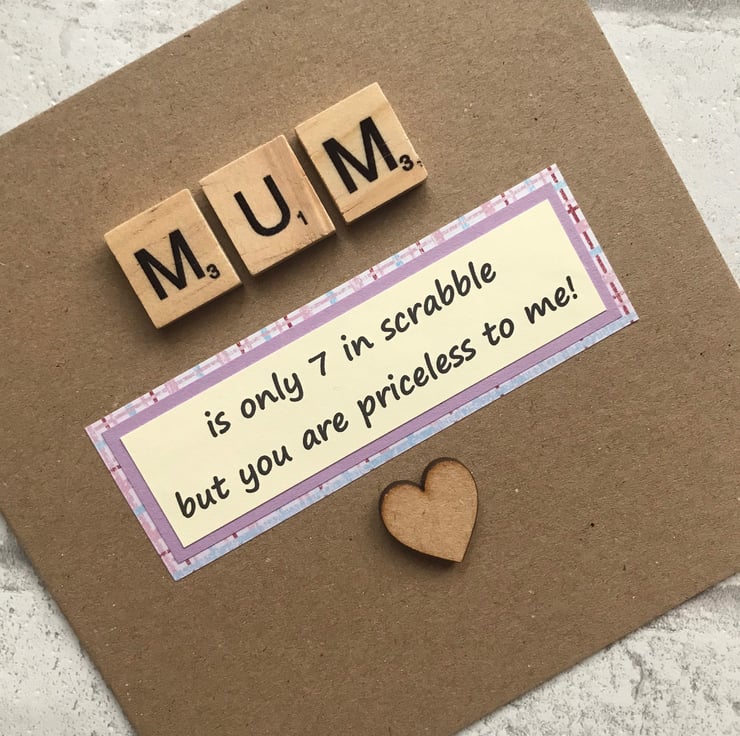 Handmade Scrabble Tile Mum Card, Birthday, Moth... - Folksy