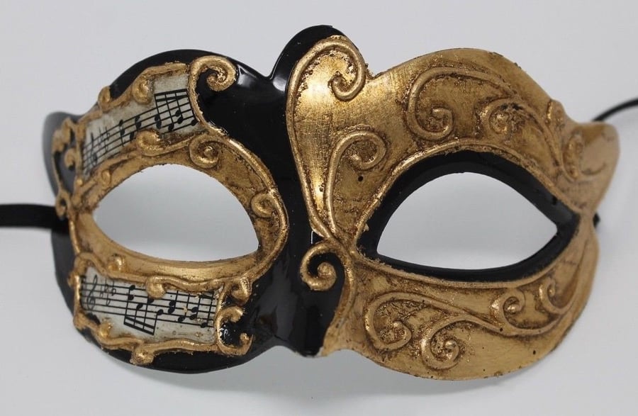 Black and Gold Musical Masquerade Mask for Mask... - Folksy
