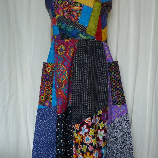 SALE ! Knee Length Patchwork Cotton Sundress Si... - Folksy