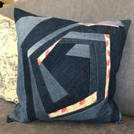 Crazy Patchwork cushion in recycled denim - Folksy