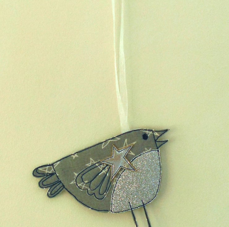 Birdie- Silver Glitter Chest - Folksy