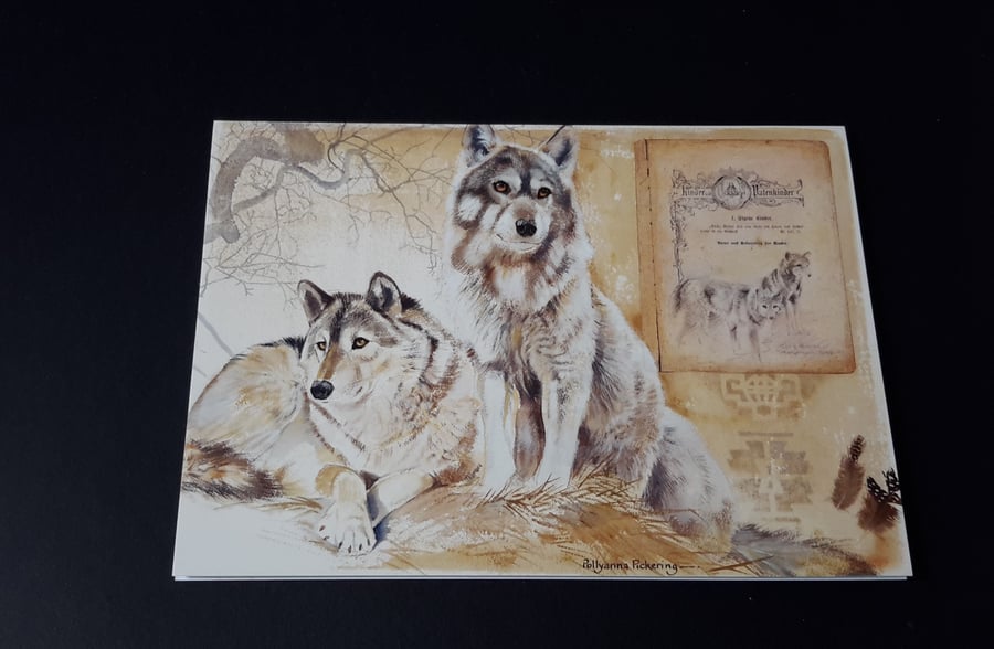Wolf blank Greeting Card - Wildlife Artwork by ... - Folksy