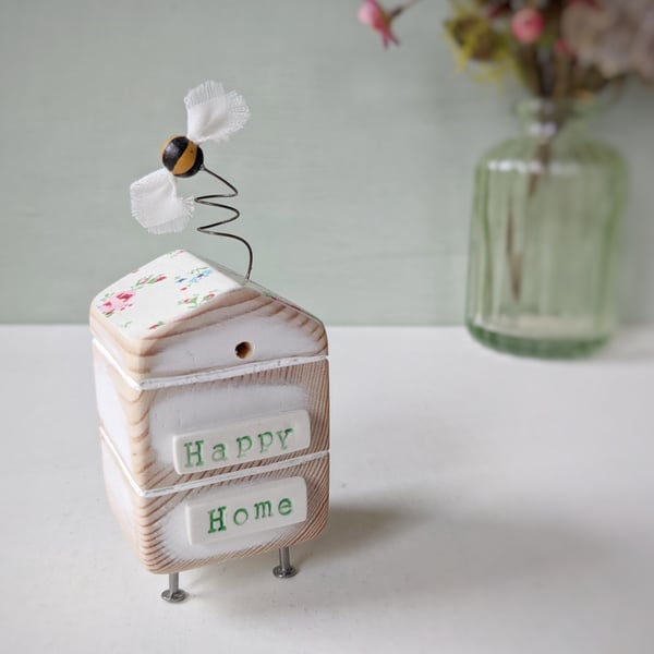 Wooden Beehive With Little Bee 'Happy Home' - Folksy