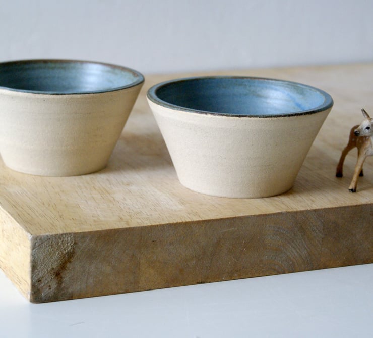 Set of two partly glazed snack bowls in smokey ... - Folksy