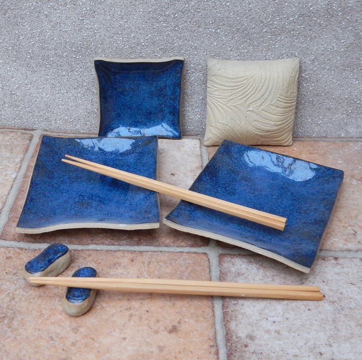 Sushi set six piece for two handmade in texture... - Folksy