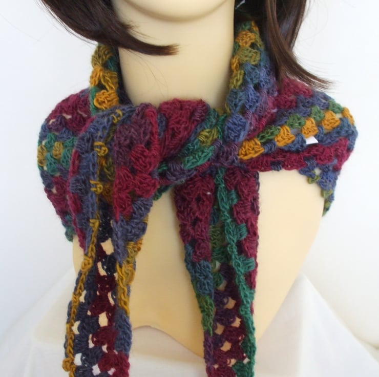 Crocheted neckerchief scarf - Folksy