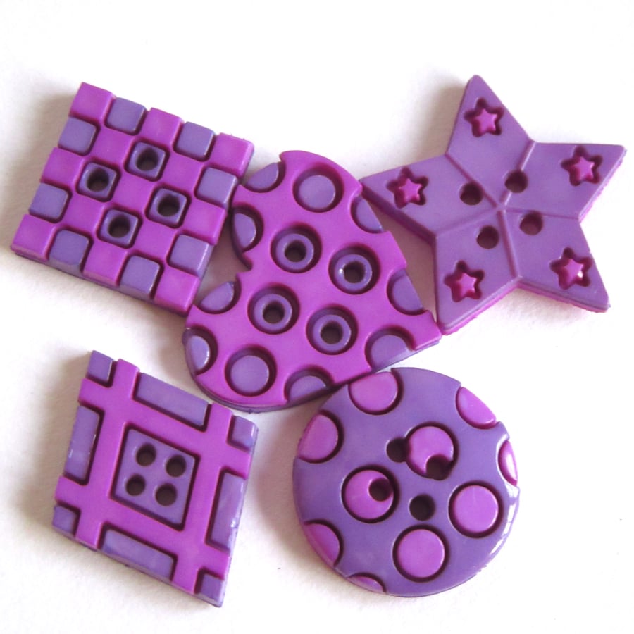 Five Shaped Buttons - Folksy