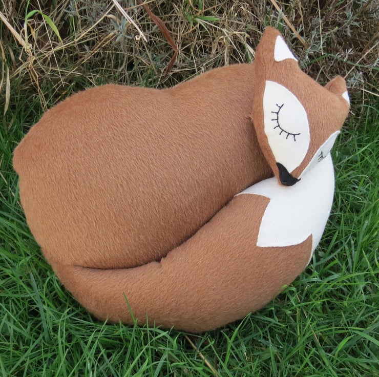 Brown fox. A snoozy fox cushion made from text... - Folksy