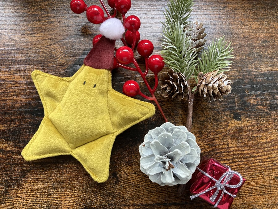Velvet Christmas star Cat toy - Folksy