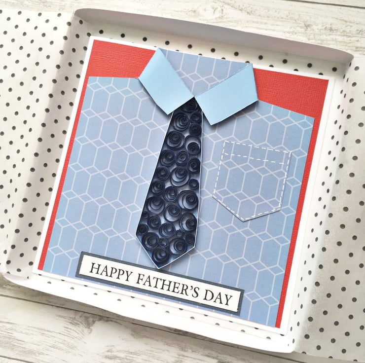Father’s Day card - quilled tie and shirt - box... - Folksy