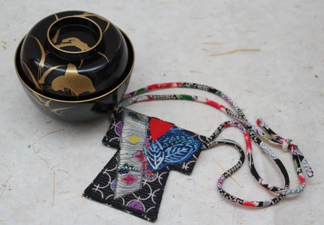 Textile Art Kimono Pendant Neck Piece - Folksy