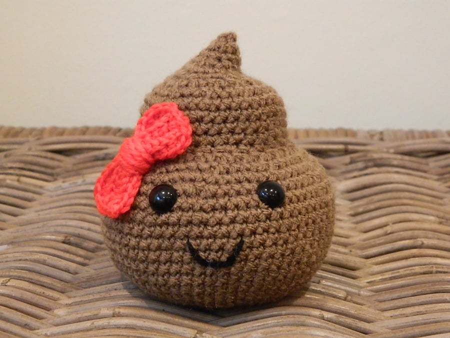 Mr Poop the plush poo toy with bow, handmade cr... - Folksy
