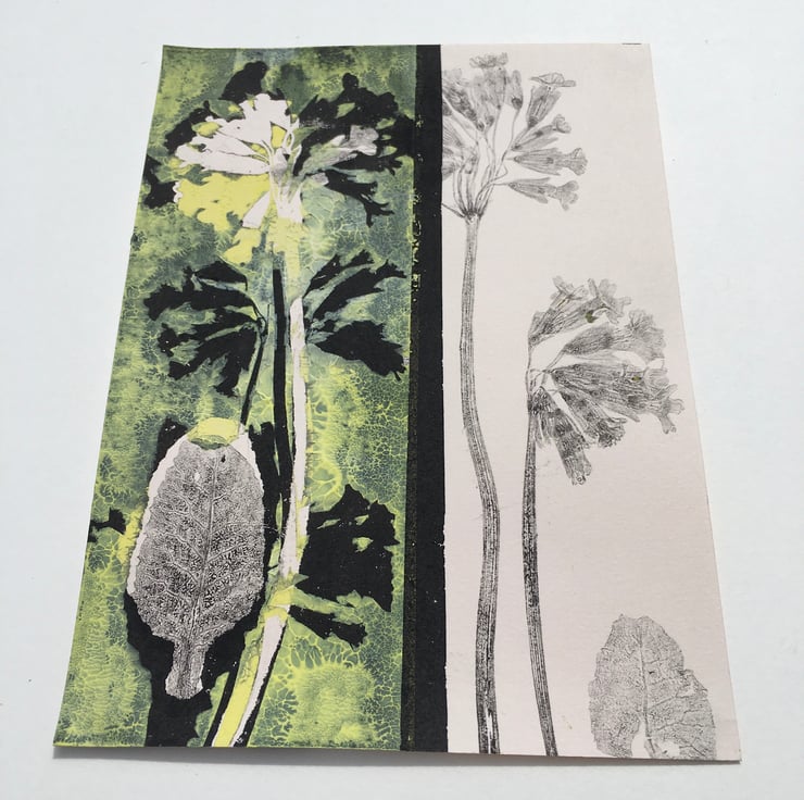 Yellow Floral Original Monoprint by Stef Mitche... - Folksy