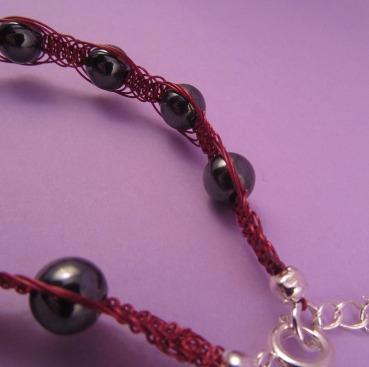 Haematite Red Macrame Bracelet - Folksy