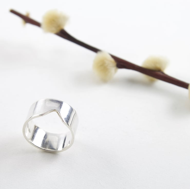 Sterling Silver Wide Notch Ring - Folksy