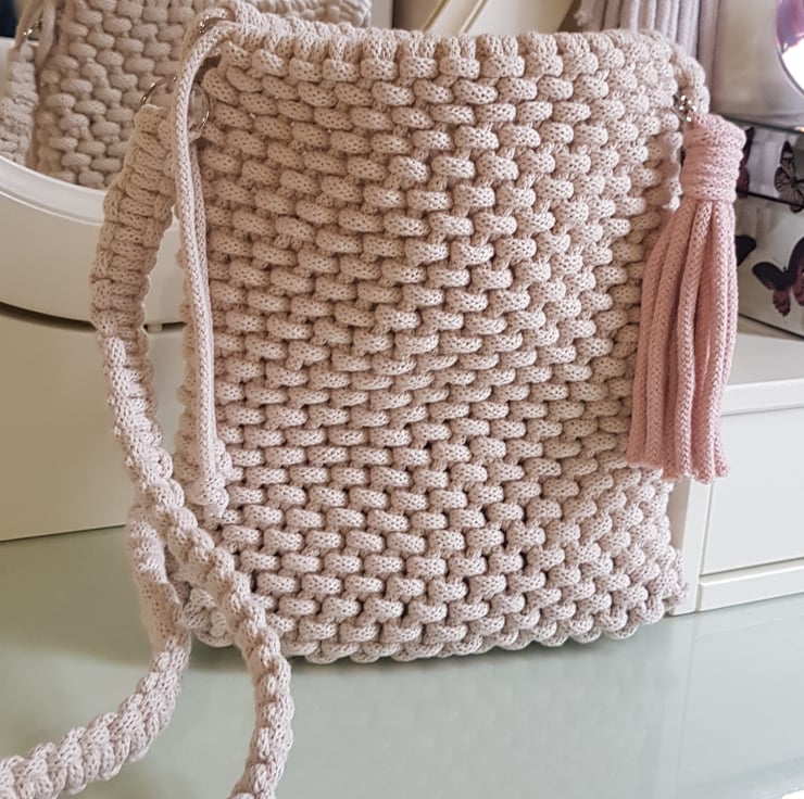 Macrame drawstring shoulder bag - Folksy
