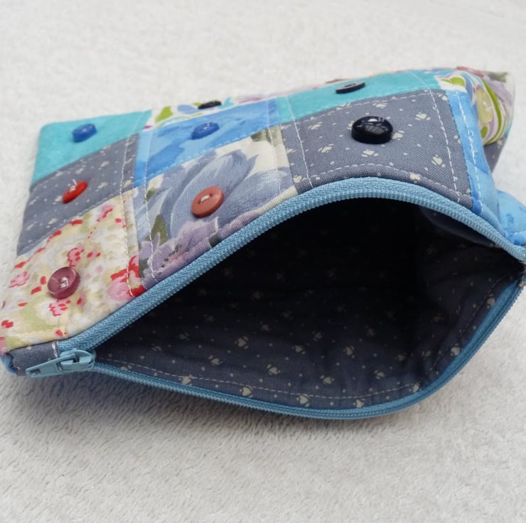 Purse with Button Embellishment. Zipped and Lin... - Folksy