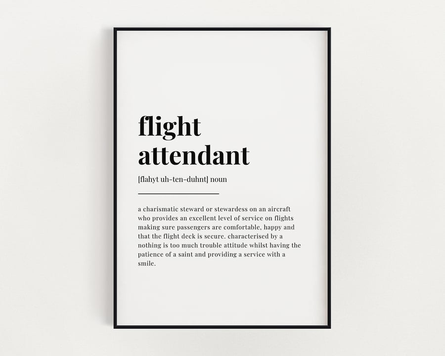 FLIGHT ATTENDANT DEFINITION PRINT, Quote Wall A... - Folksy