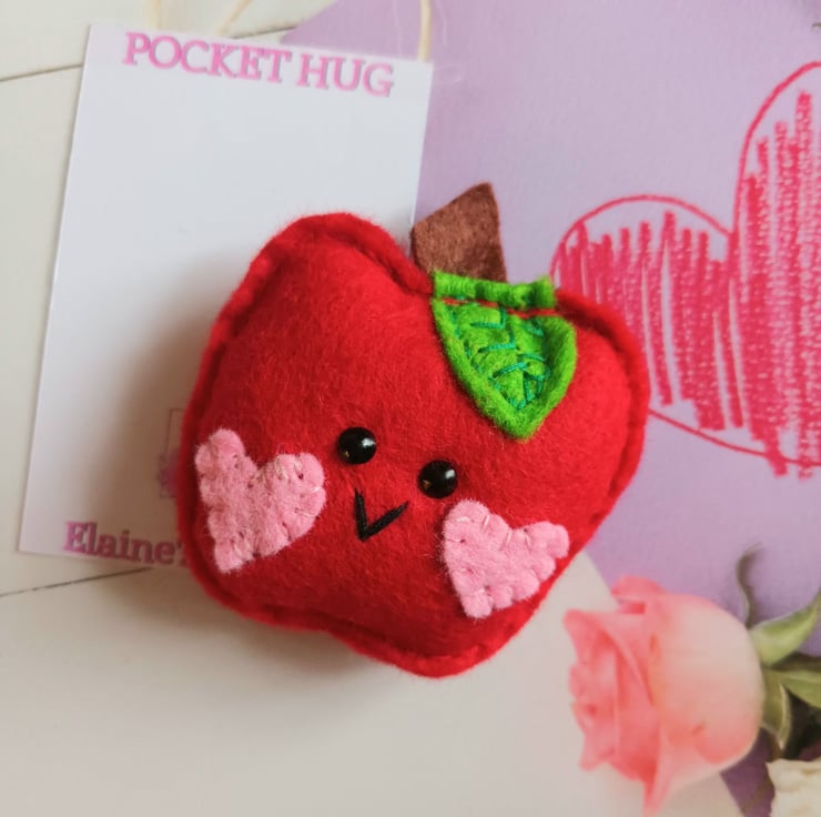 Hand sewn 'apple' pocket hug and pocket hug car... - Folksy