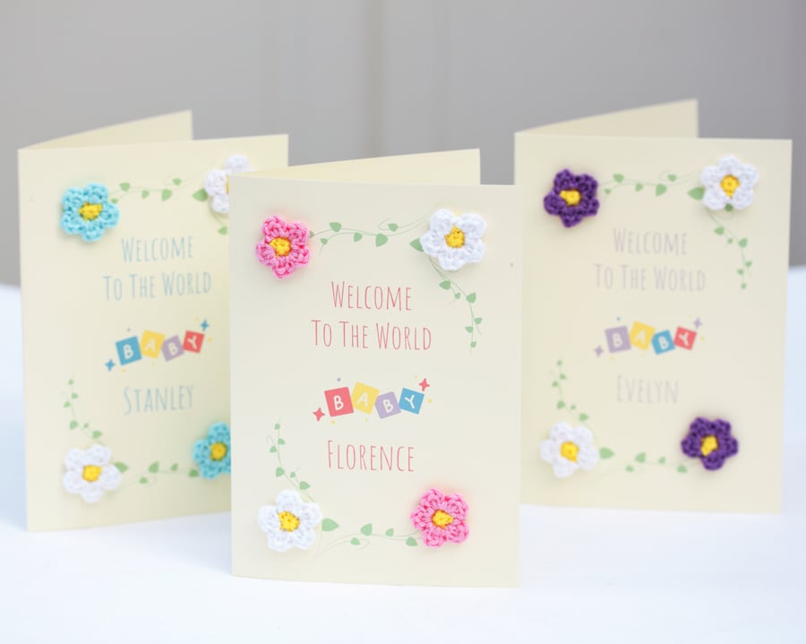 New Baby Card with Personalised Name - Handmade... - Folksy