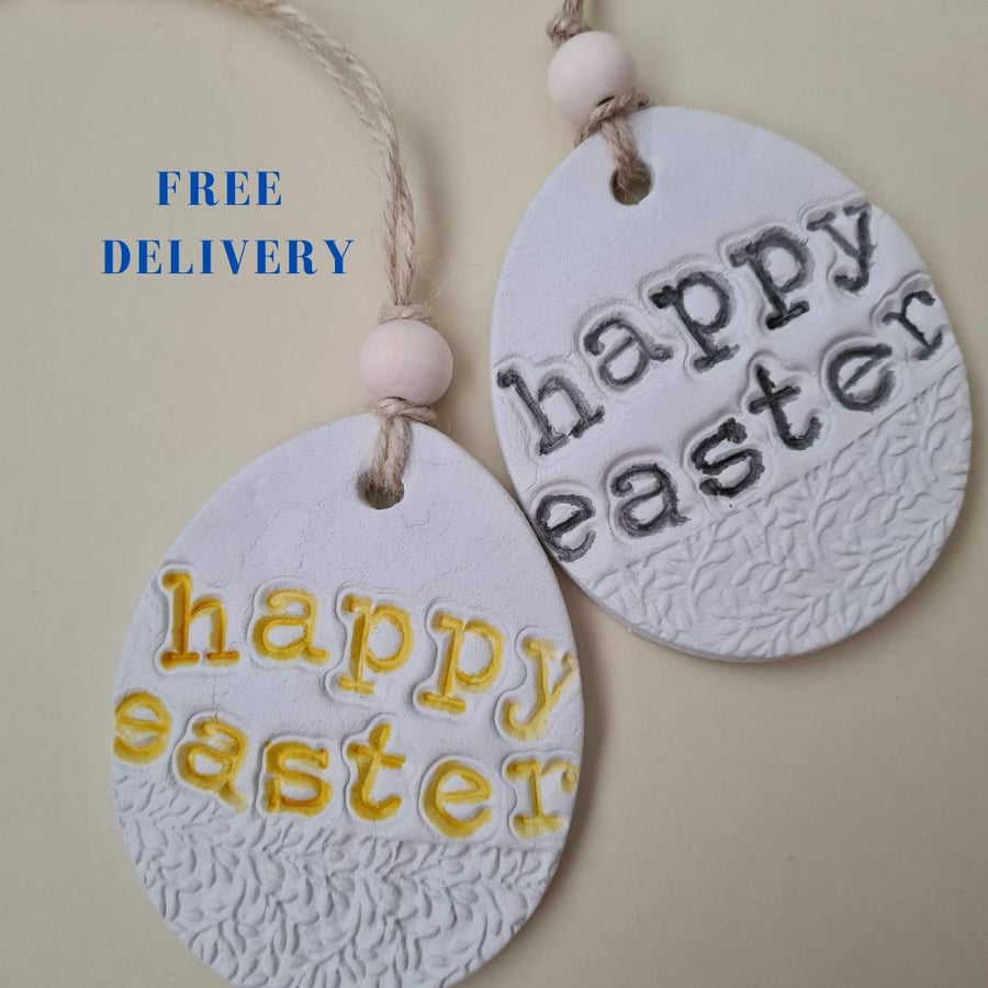 Clay easter tree hanging decoration easter egg ... - Folksy