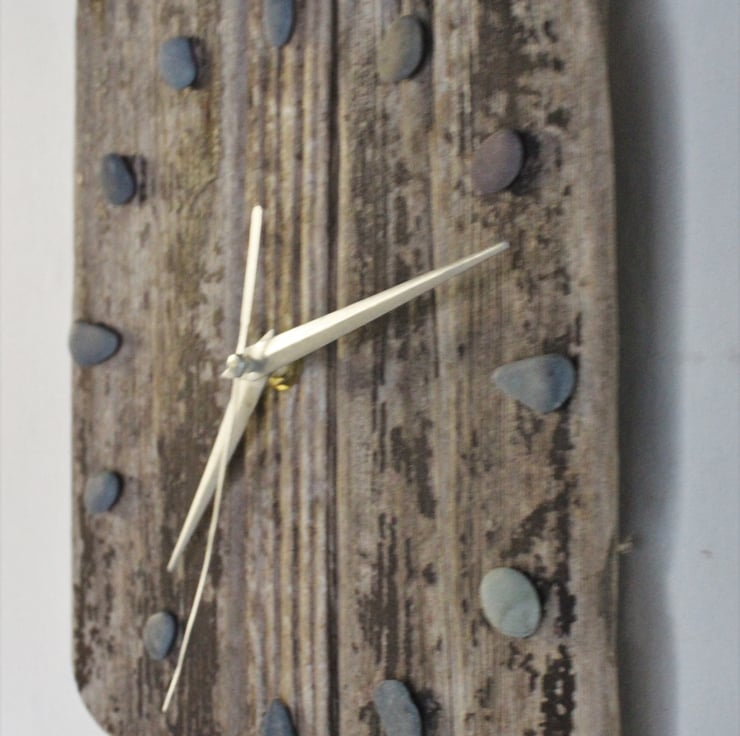 Driftwood & Beach Pebble wall clock - Folksy