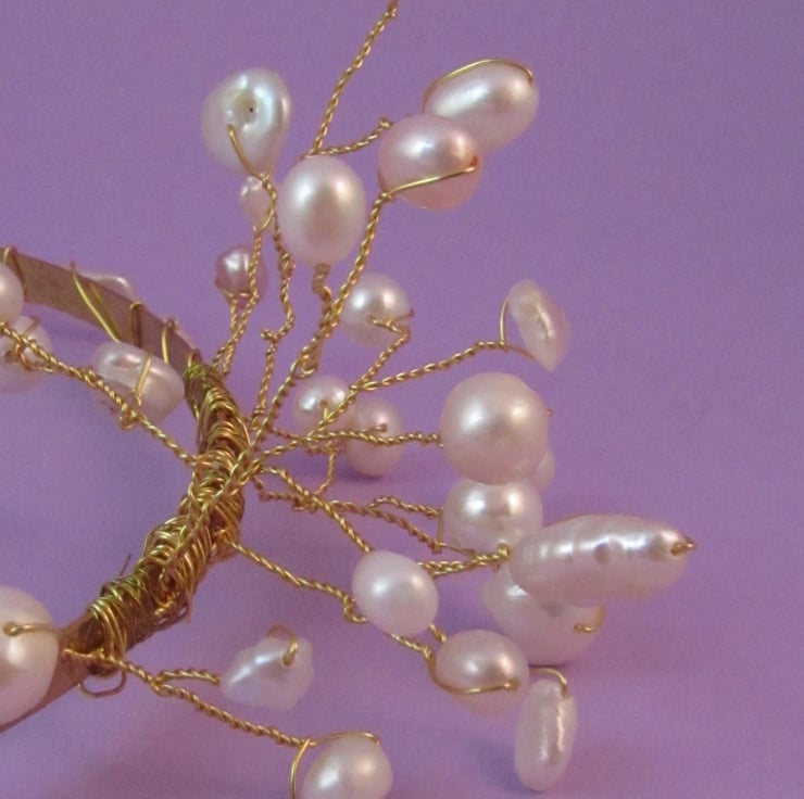 White Pearl Vine Tiara - Folksy