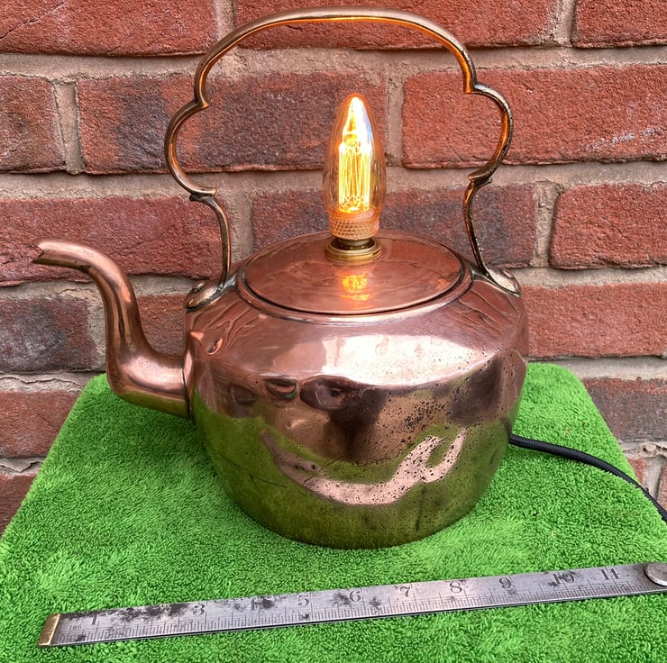 Copper Kettle Table Lamp, Farmhouse or Cottage ... - Folksy